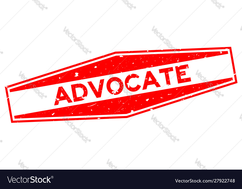 Grunge red advocate word hexagon rubber seal Vector Image