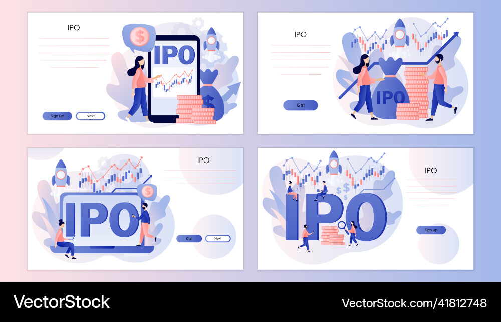Ipo concept initial public offering investor Vector Image
