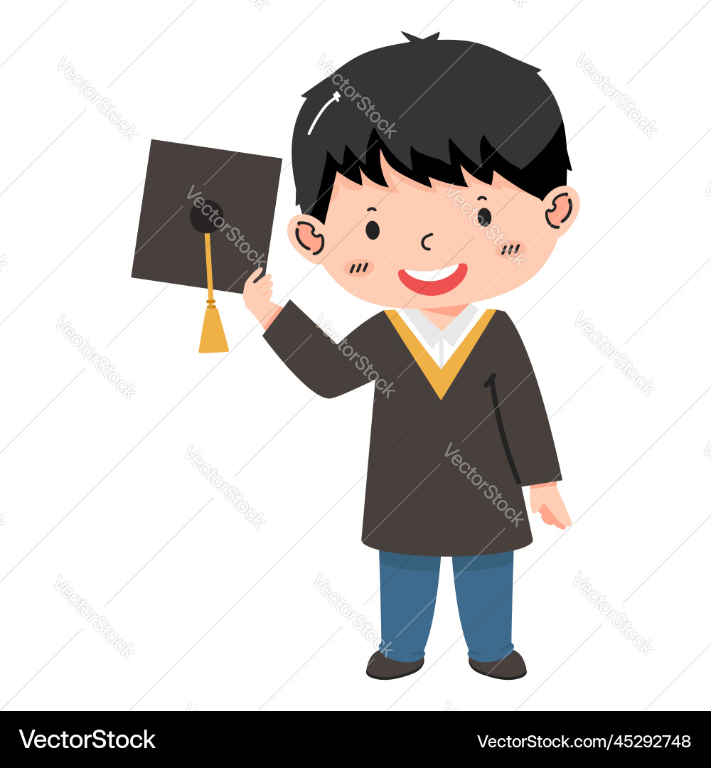 Kid boy cartoon graduate student Royalty Free Vector Image