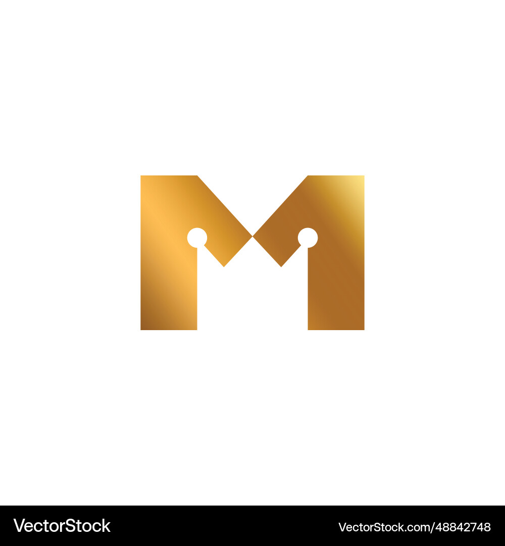 M crown logo design with gold color Royalty Free Vector