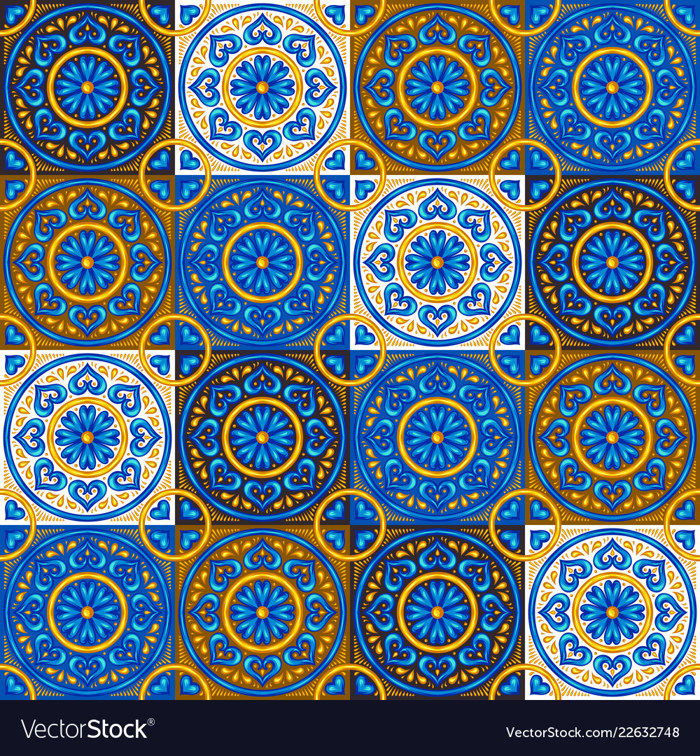 Moroccan ceramic tile seamless pattern Royalty Free Vector