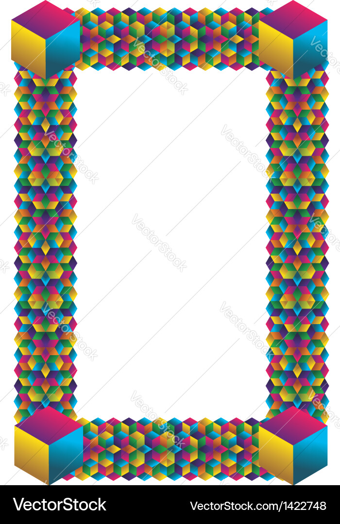 Multicolored cubes frame corner Royalty Free Vector Image
