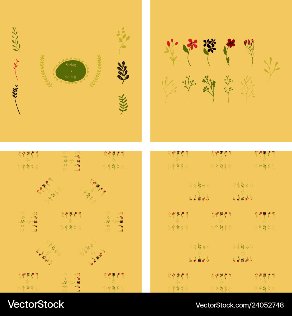 Set of elegant floral elements for your design Vector Image