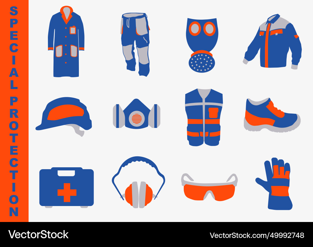 Various items of special protective clothing work Vector Image