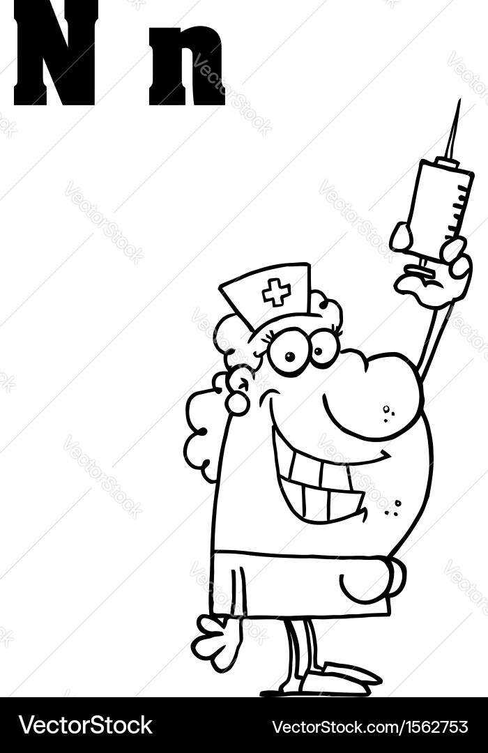 Cartoon nurse with letter Royalty Free Vector Image