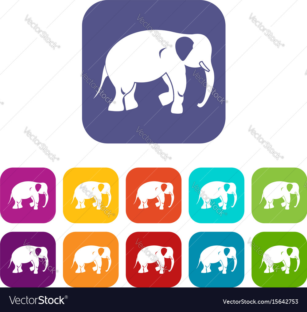 Elephant icons set flat Royalty Free Vector Image Elephant icons set flat Royalty Free Vector Image