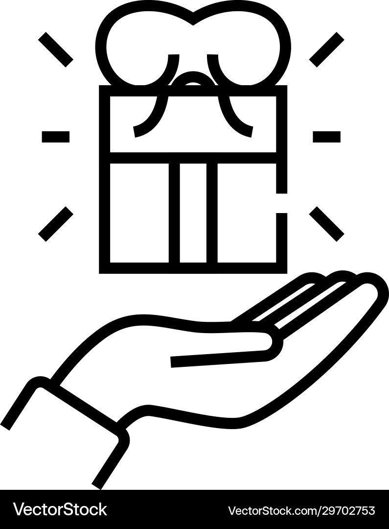 Gift line icon concept sign outline Royalty Free Vector