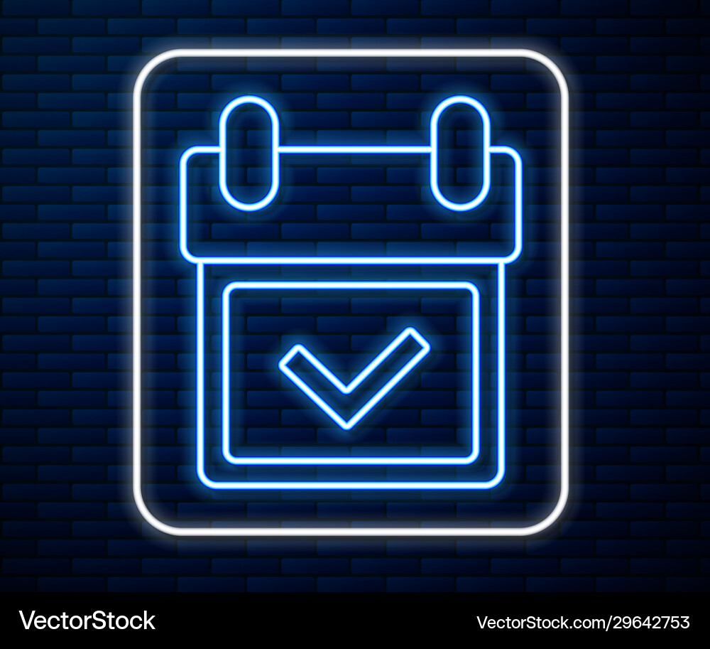 Glowing neon line calendar with check mark icon Vector Image