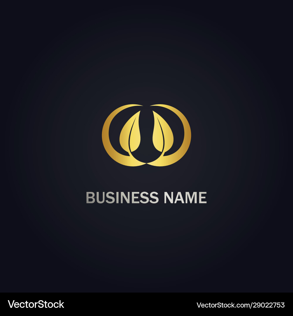Leaf organic nature gold logo Royalty Free Vector Image