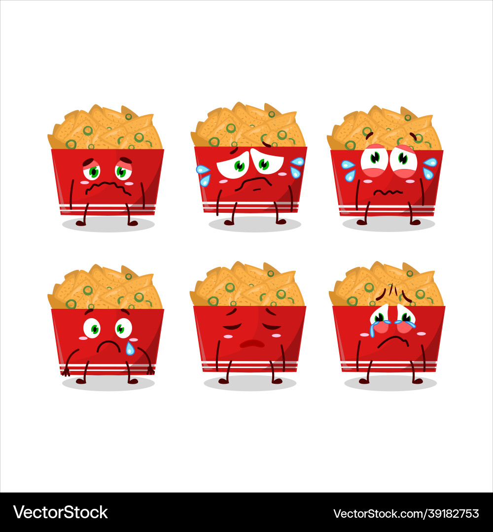 Nachos cartoon in character with sad expression Vector Image
