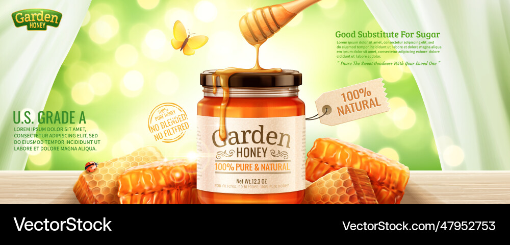 Nature honey banner ads Royalty Free Vector Image