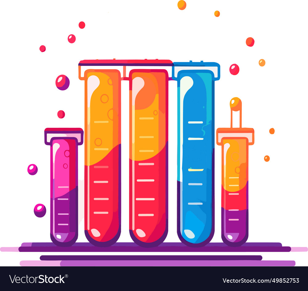 Research test tube chemical on laboratory flat Vector Image