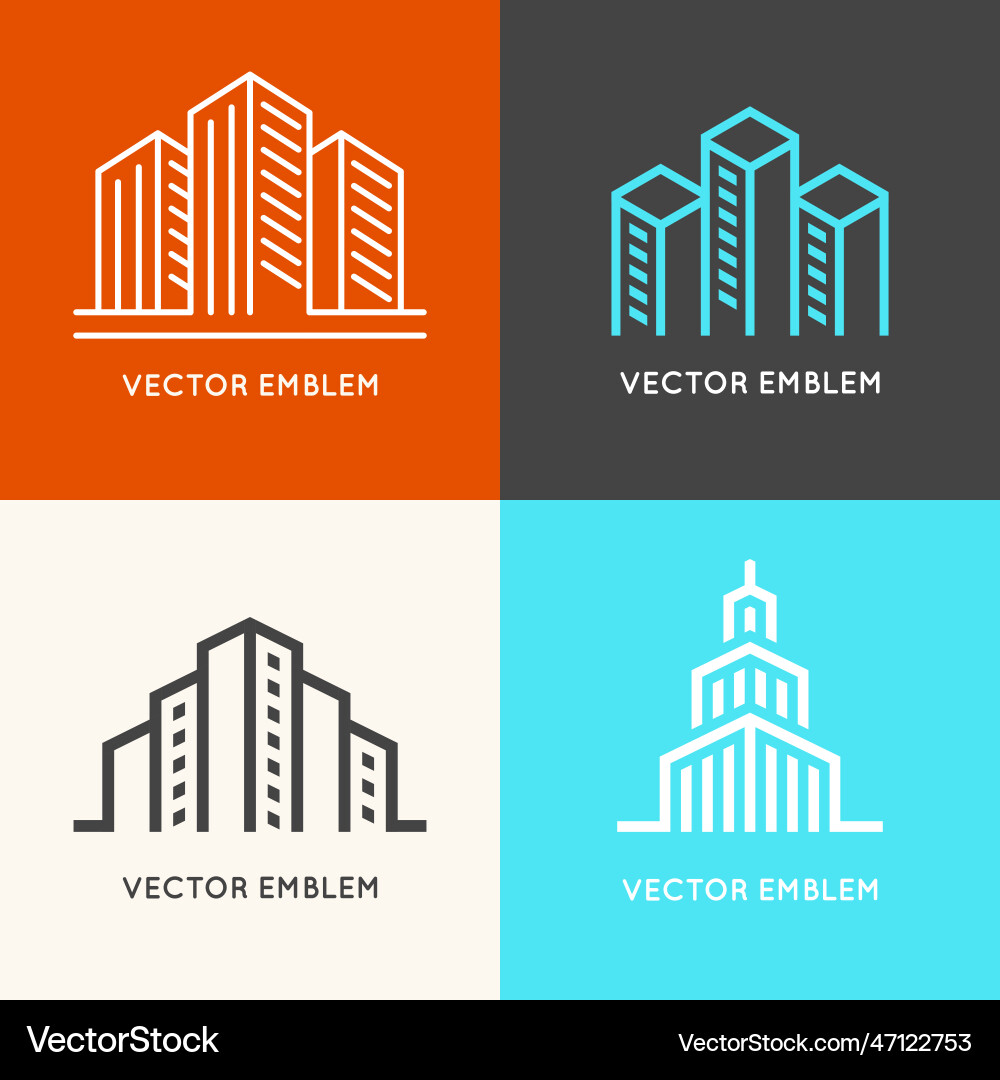 Set of logo design templates - architecture Vector Image