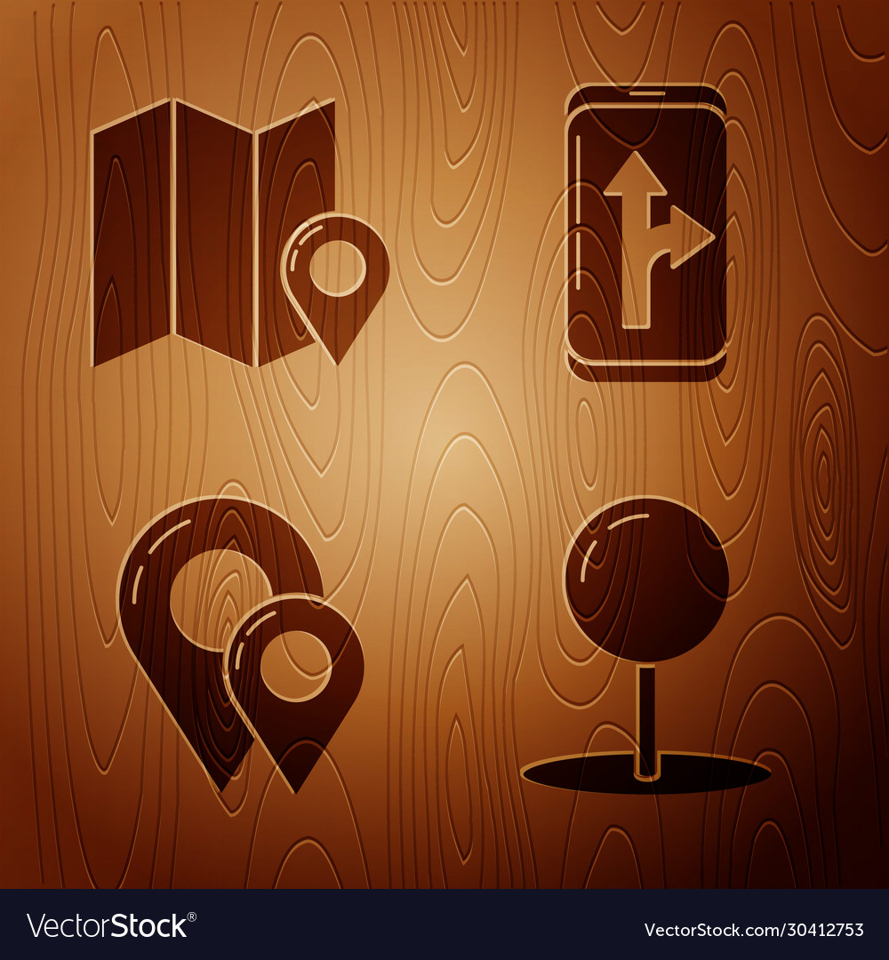 Set Push Pin Folded Map With Location Marker Map Vector Image