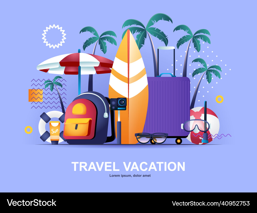 Travel vacation flat concept with gradients Vector Image