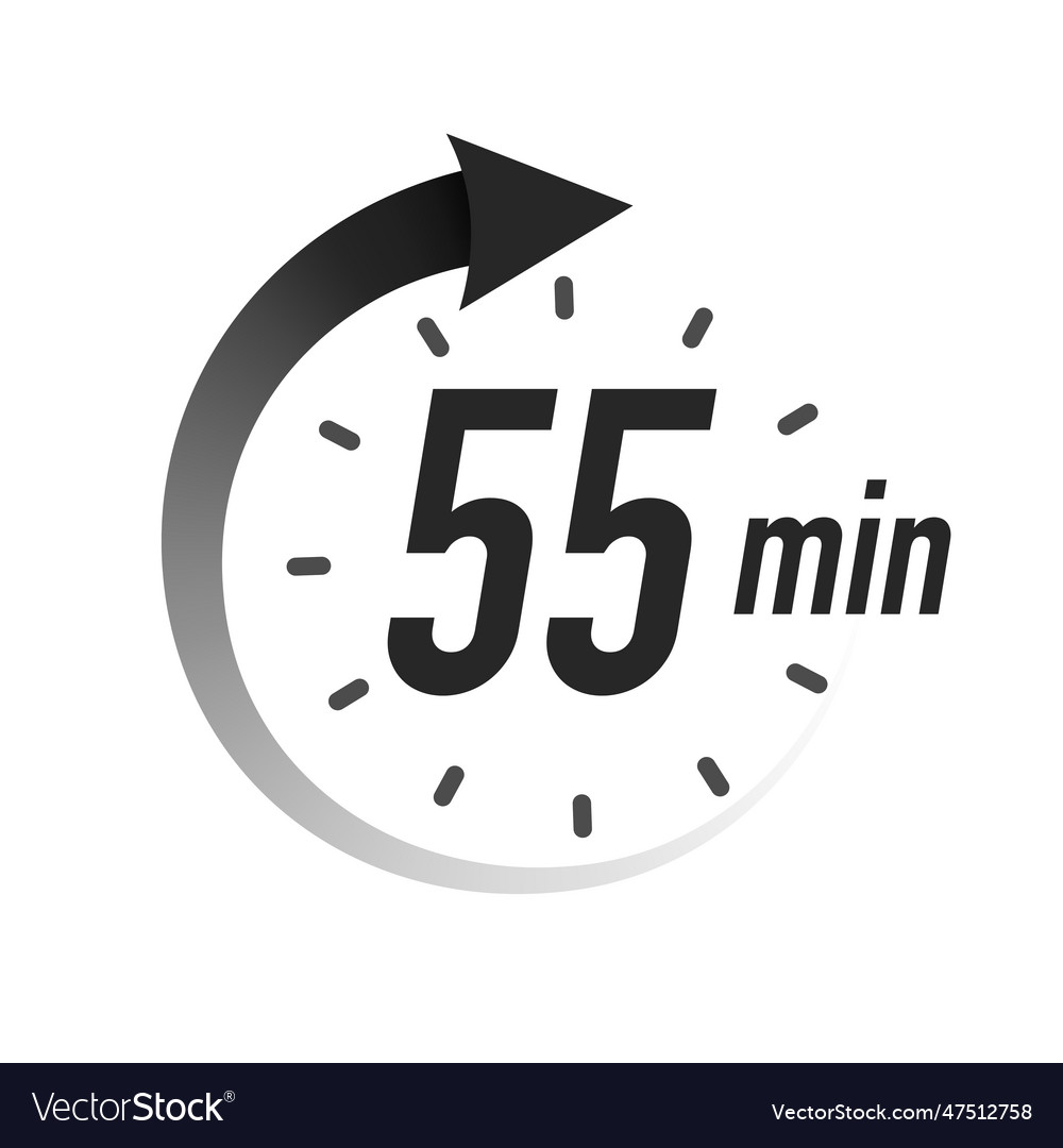 55 Timer Minutes Symbol Black Style Royalty Free Vector