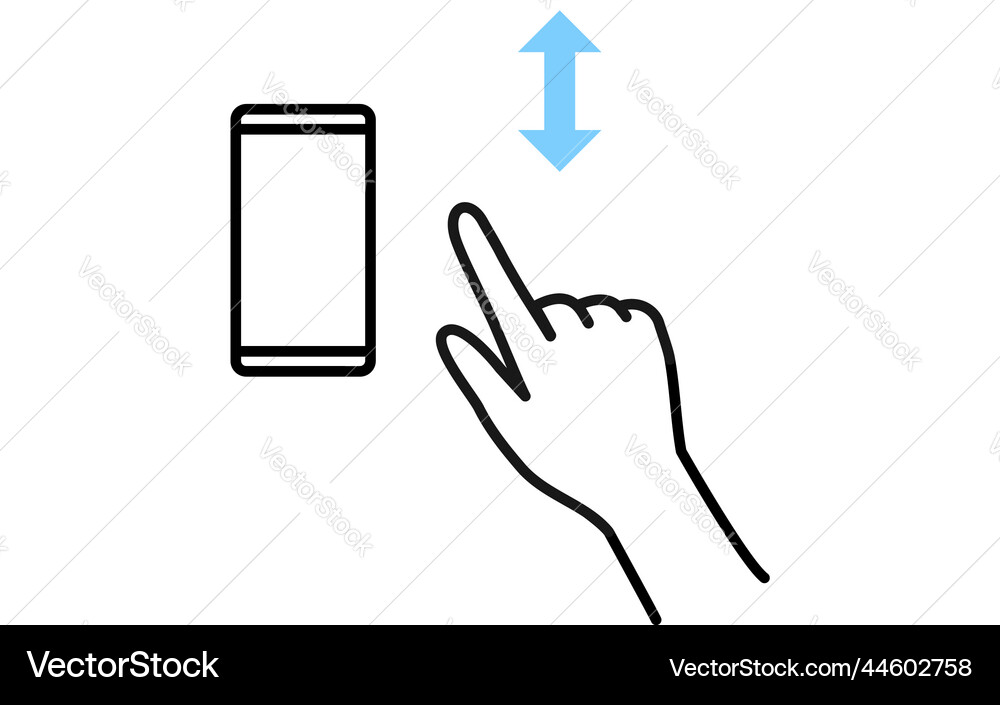 Actions to operate a smartphone swipe Royalty Free Vector