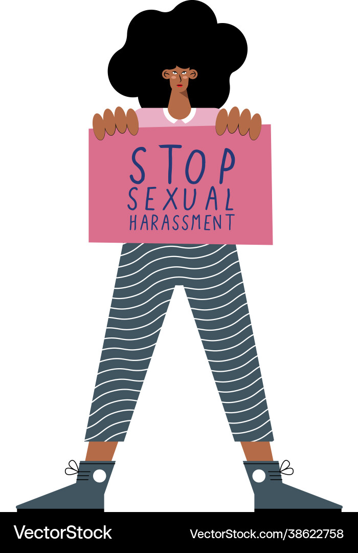 Afro woman protesting sexual harassment Royalty Free Vector