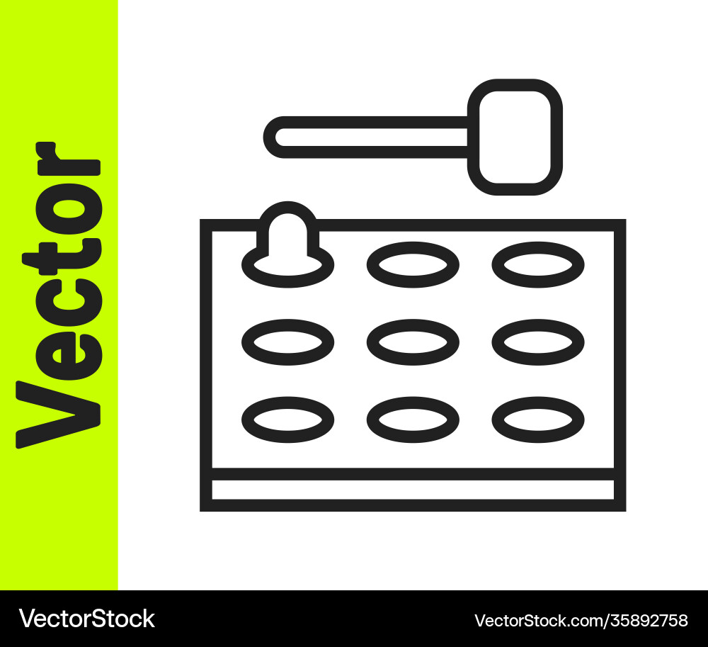 Black line arcade game machine with hammer icon Vector Image