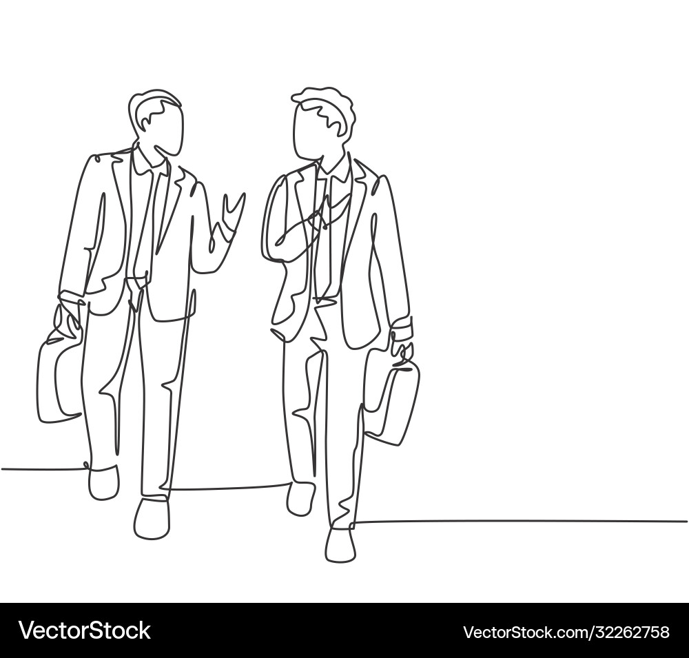 Business conversation concept one single line Vector Image
