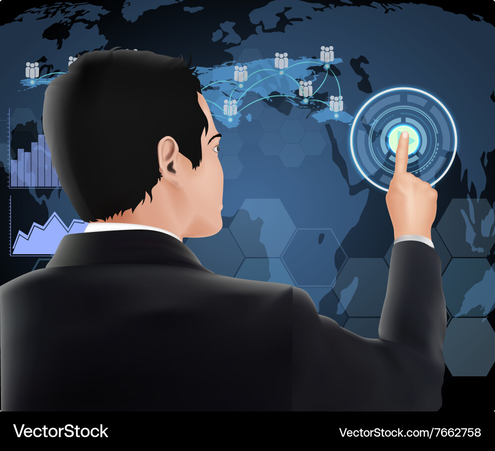 Businessman of visual touch screen Royalty Free Vector Image