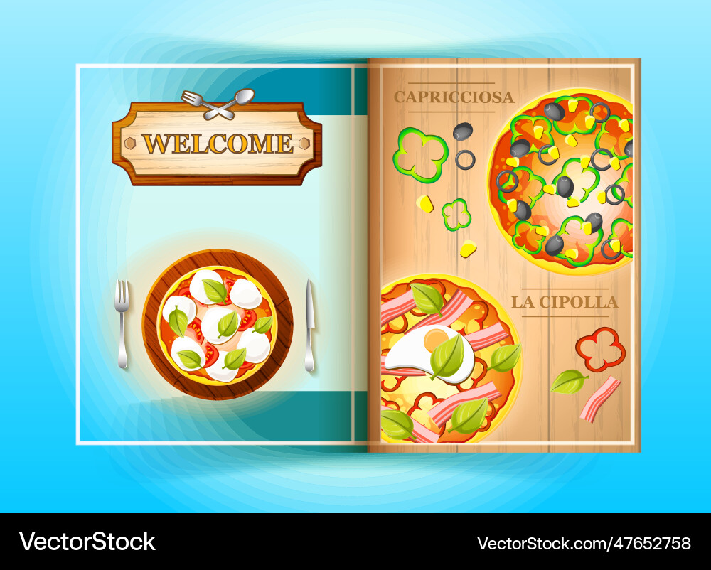 Colorful pizza menu brochure pizza menu Royalty Free Vector