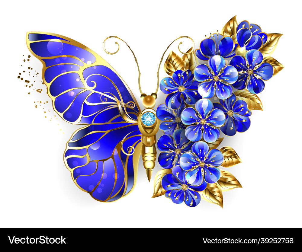 Flower sapphire butterfly Royalty Free Vector Image