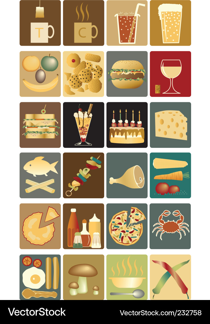 Food icons Royalty Free Vector Image - VectorStock