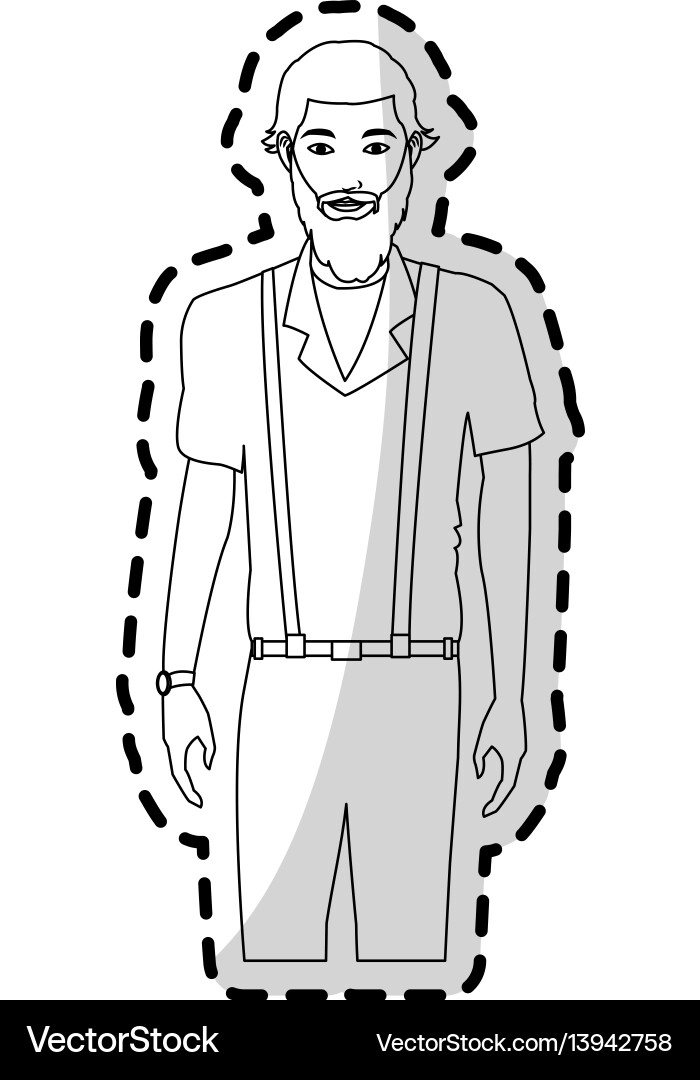 Handsome young man icon image black line Vector Image