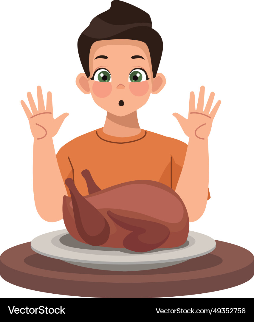 Man eating nutrition chicken Royalty Free Vector Image