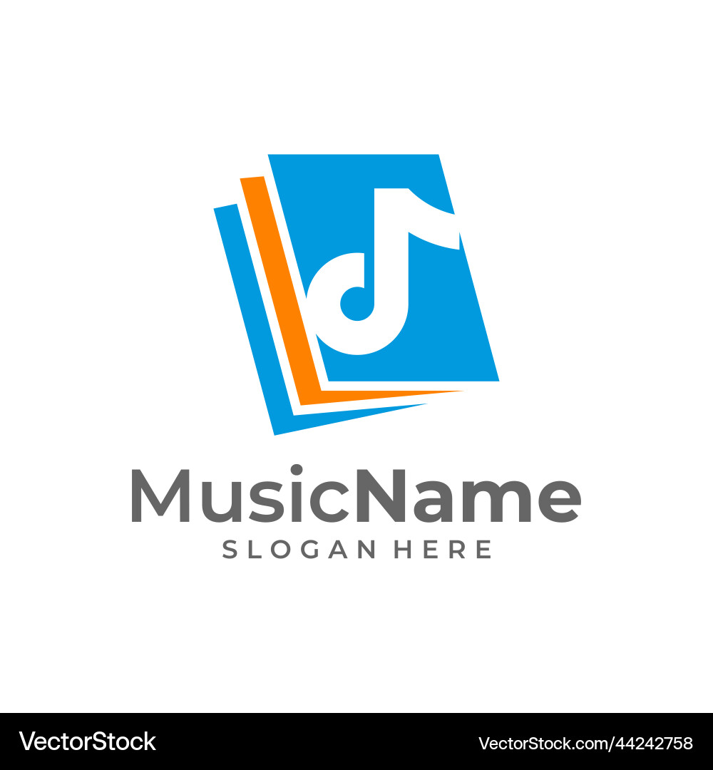 Music book logo template design emblem Royalty Free Vector