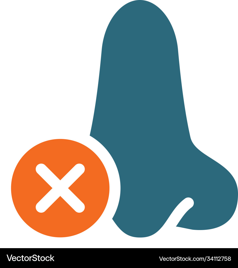 Nose with cross checkmark colored icon diseases Vector Image