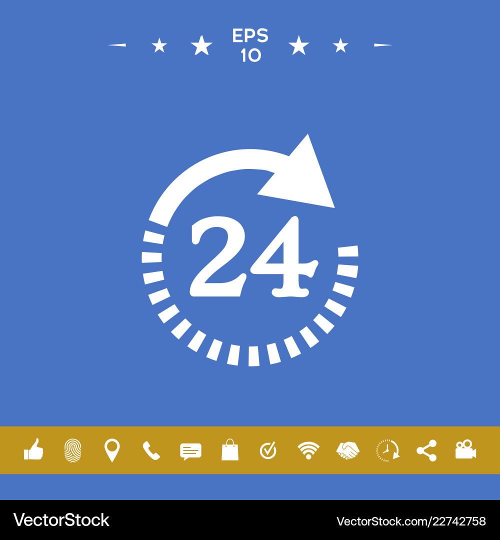 Open around the clock symbol icon opening hours Vector Image