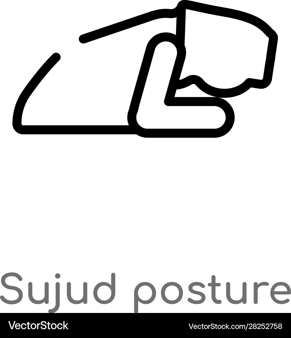 Outline sujud posture icon isolated black simple Vector Image