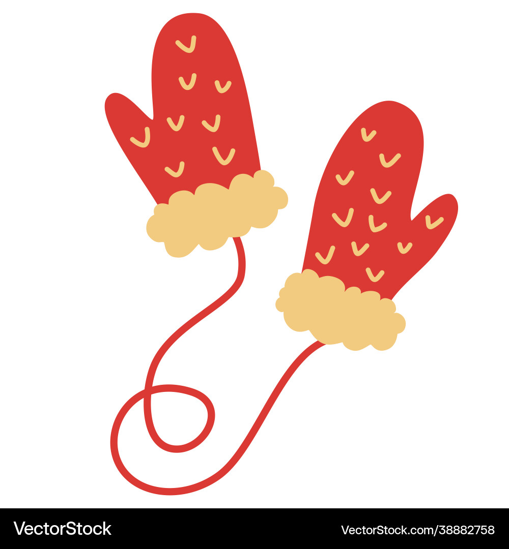 Red mittens winter on strings Royalty Free Vector Image