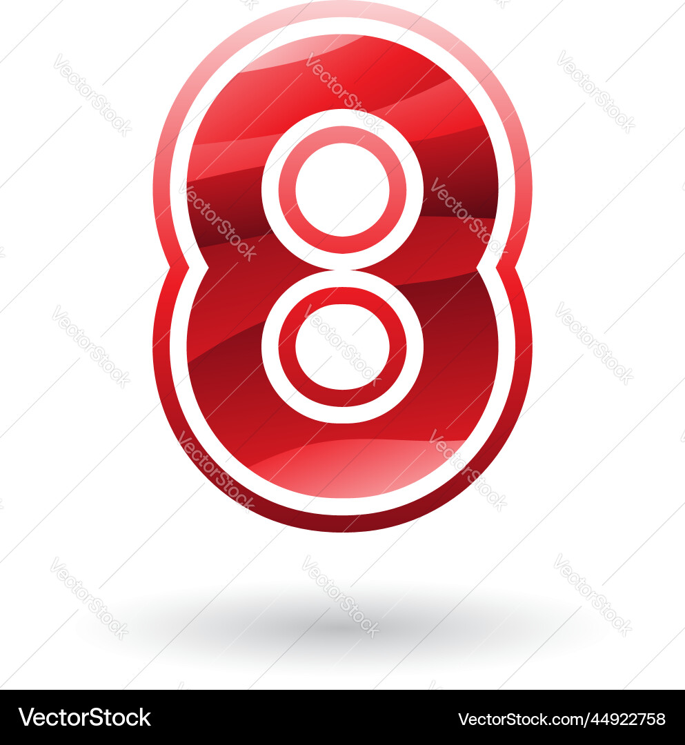 Red round icon for number 8 Royalty Free Vector Image