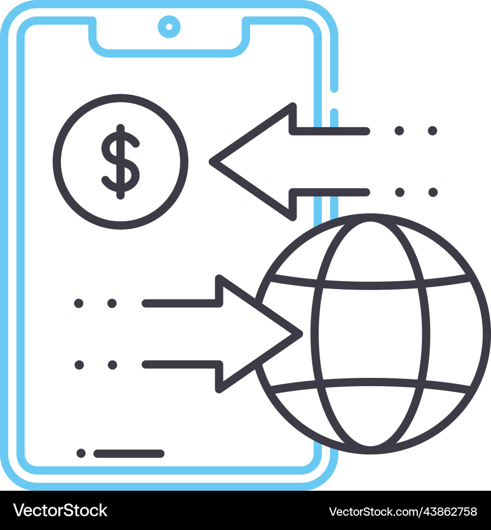 Remittance line icon outline symbol Royalty Free Vector