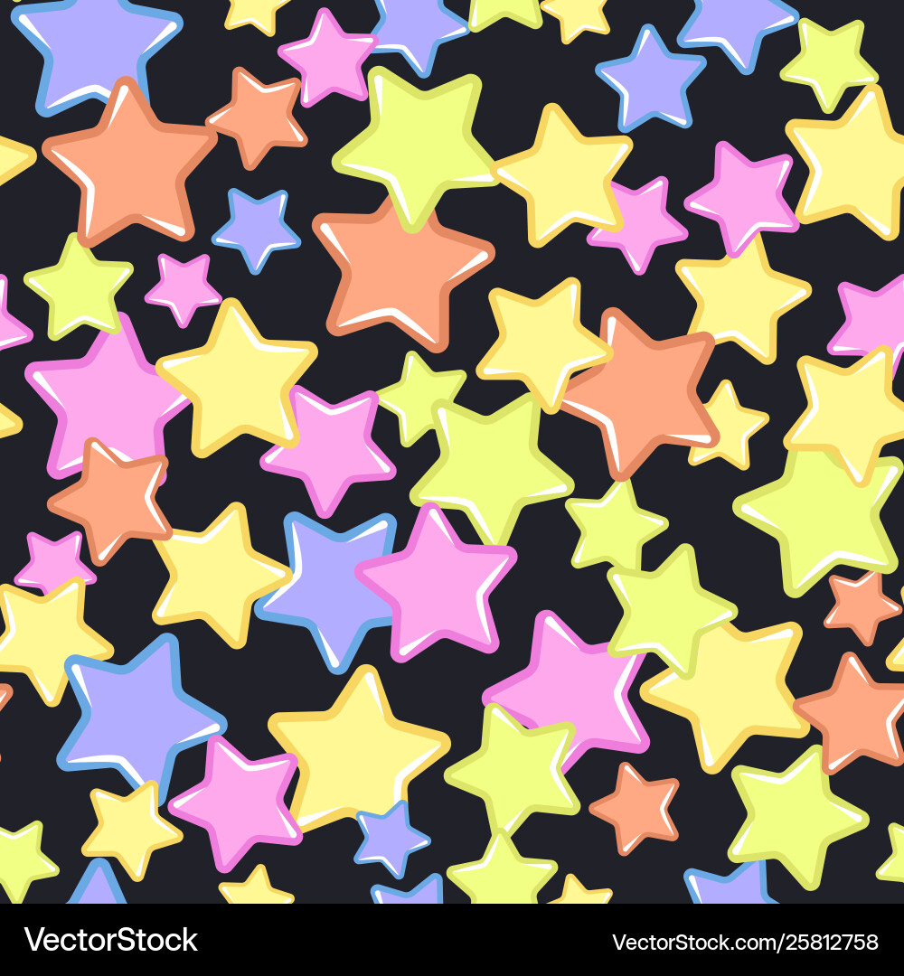 Seamless pattern with color cartoon stars Vector Image