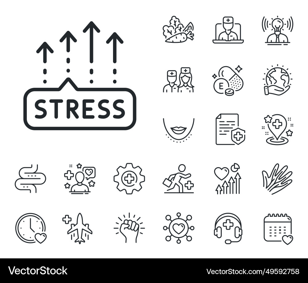 Stress grows line icon anxiety depression chat Vector Image