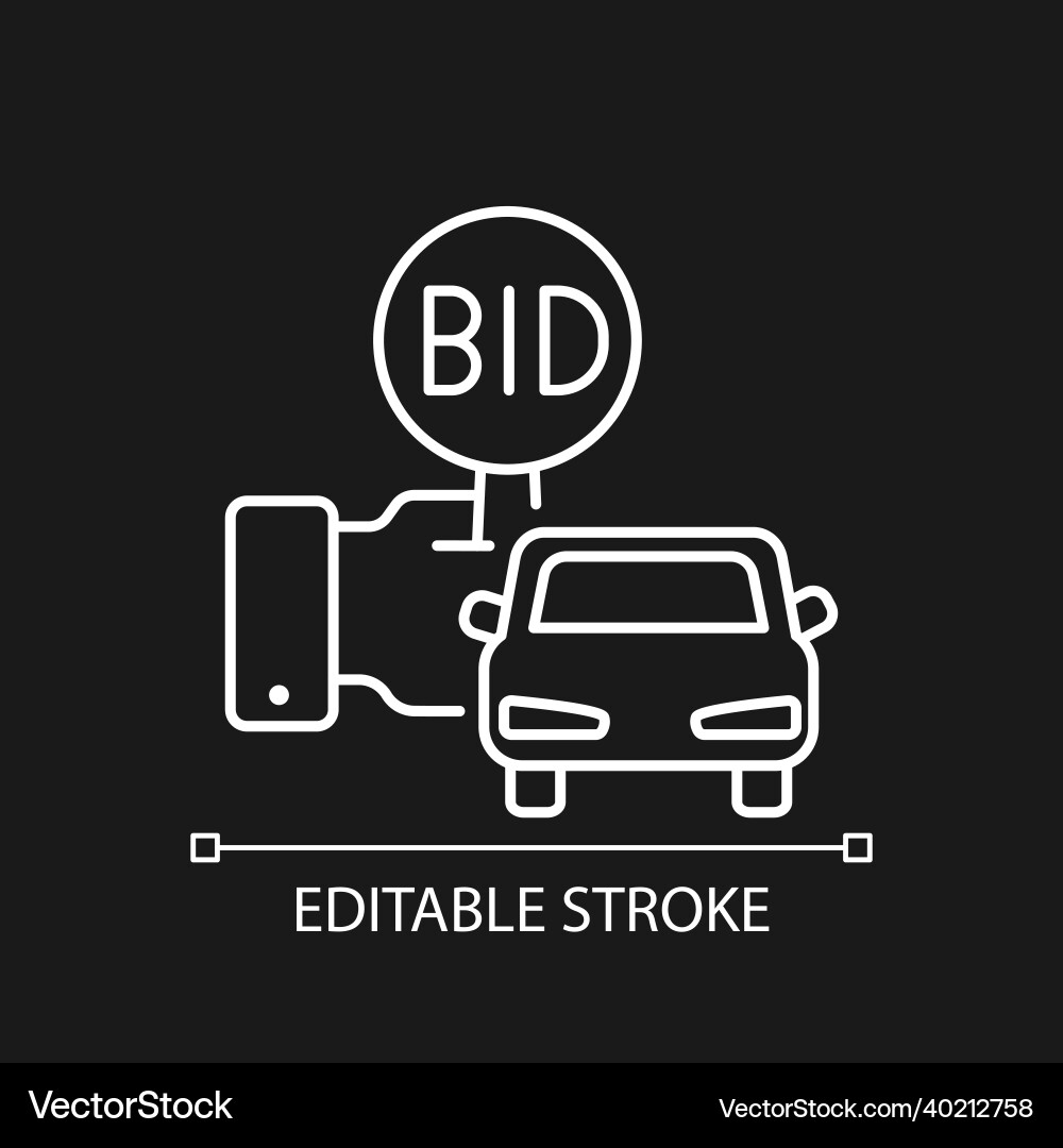 Vehicle auction linear icon for dark theme Vector Image