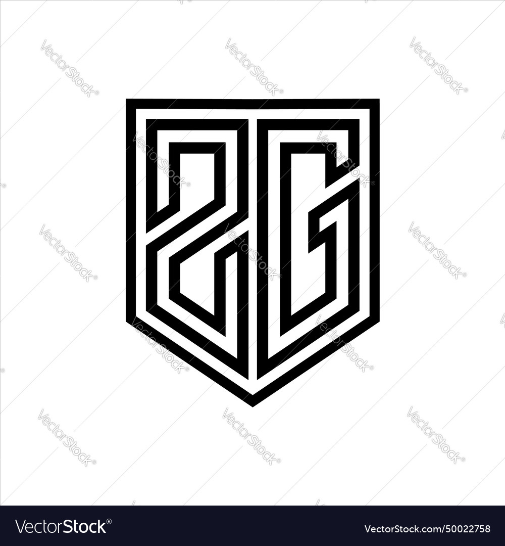 Zg letter logo monogram shield geometric line Vector Image