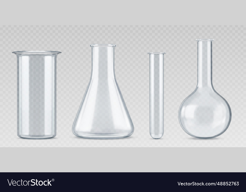 3d chemistry laboratory glass science test flask Vector Image