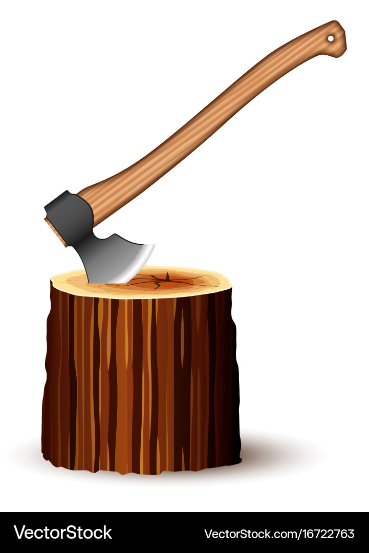 A huge ax with a comfortable wooden handle and a Vector Image