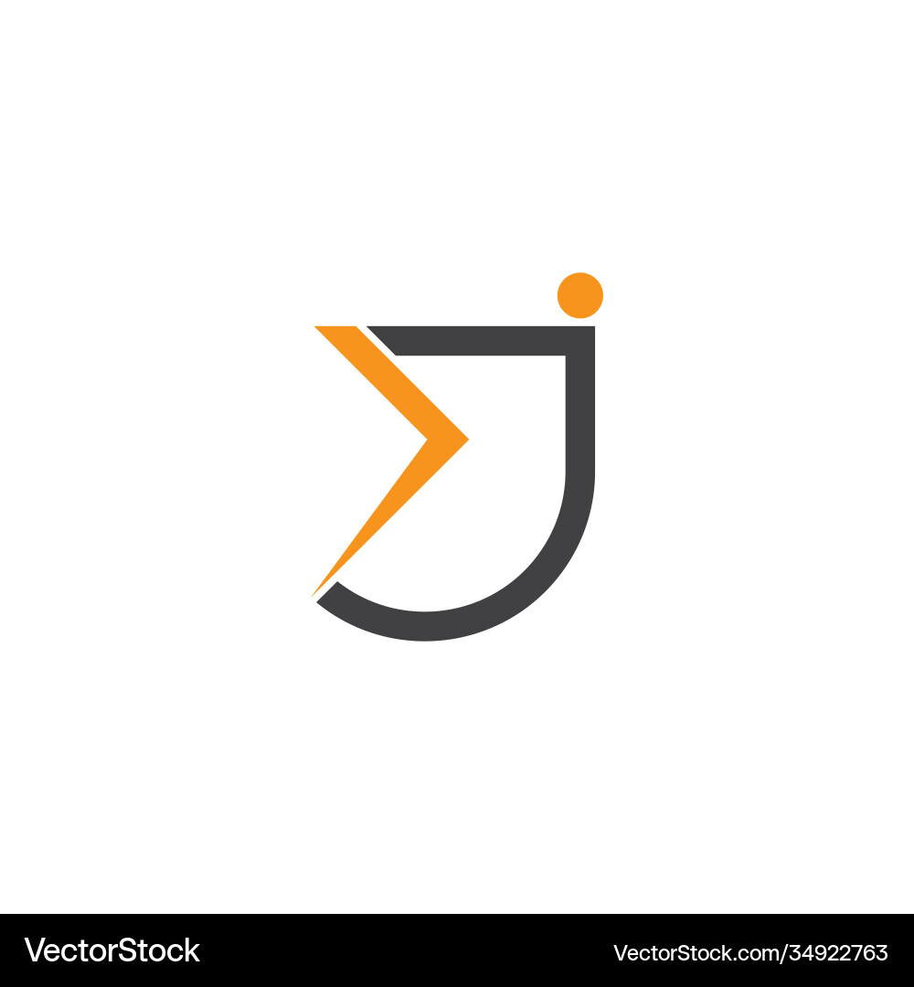 Abstract letter j simple arrow geometric emblem Vector Image
