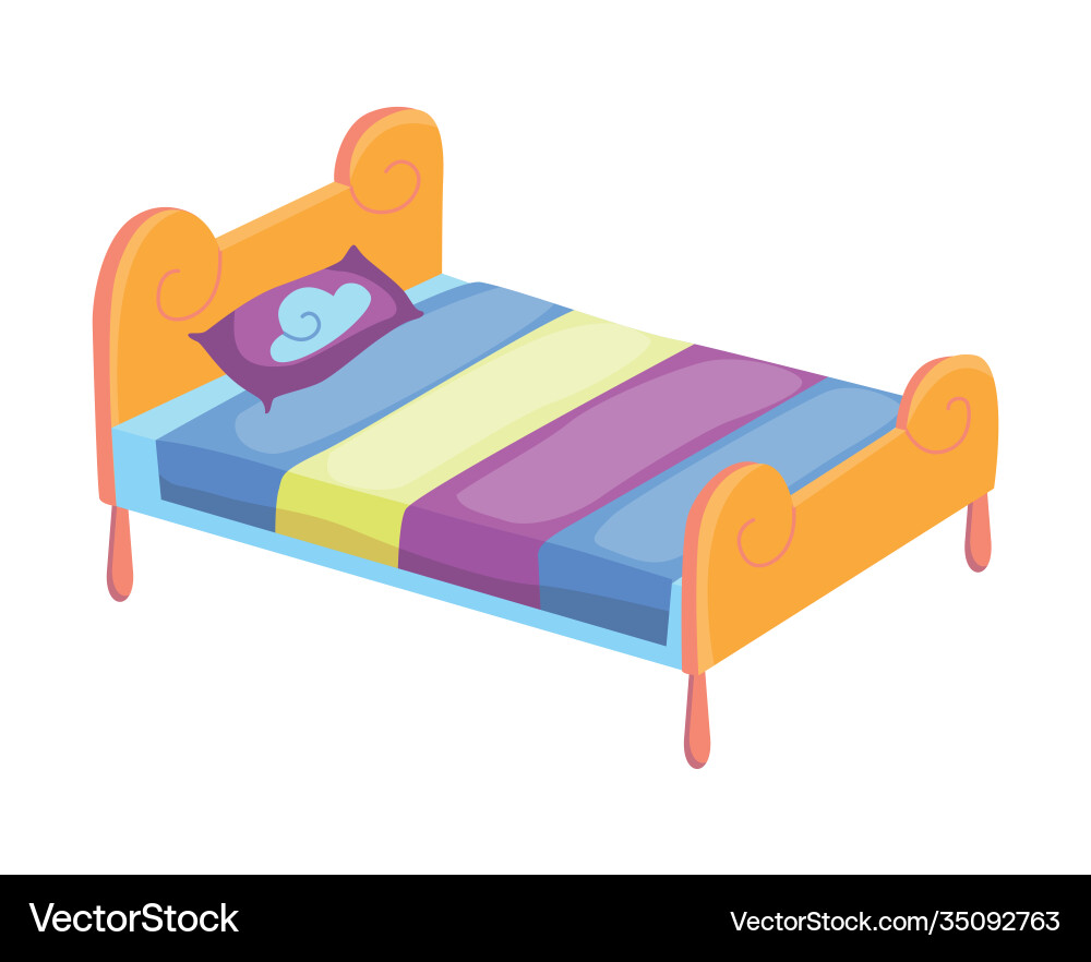 Bed cartoon color bed with Royalty Free Vector Image