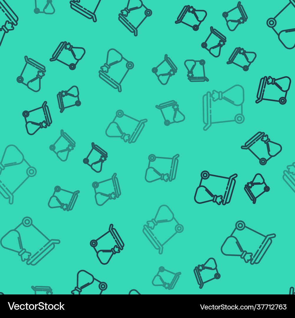 Black line trash can and garbage bag icon isolated