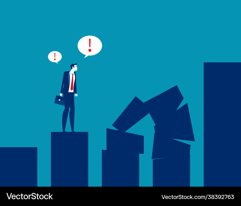 Businessman looking broken bar chart business Vector Image