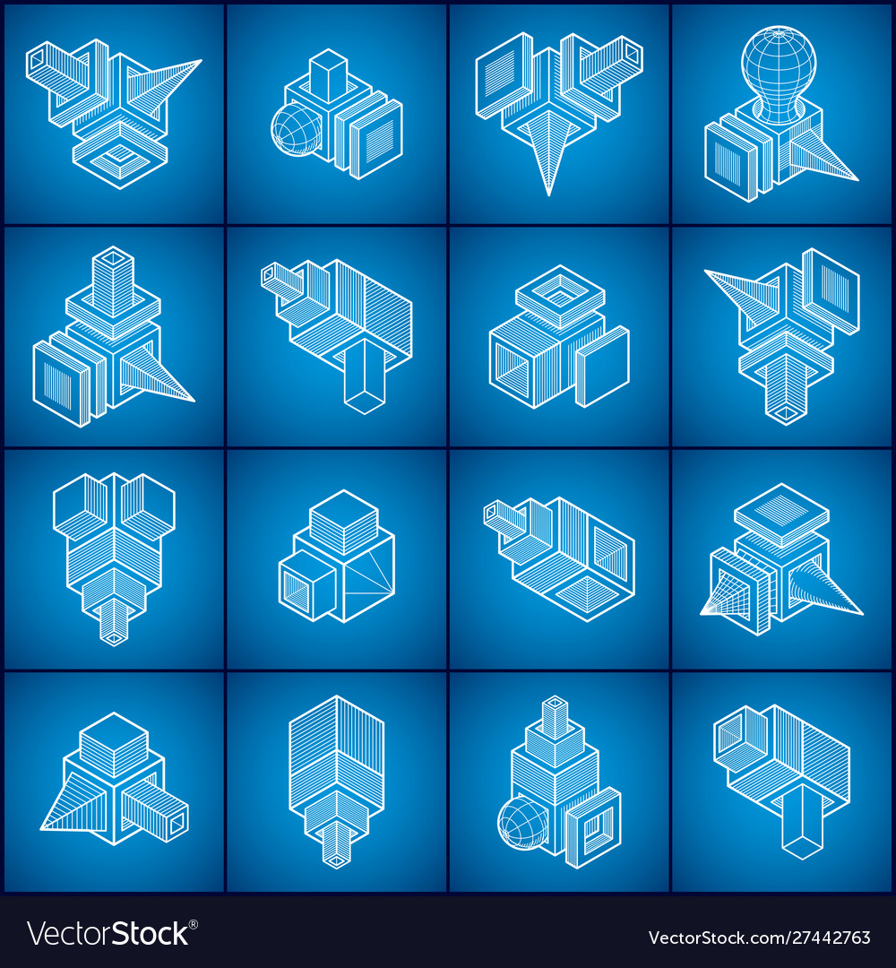 Engineering abstract shape set Royalty Free Vector Image