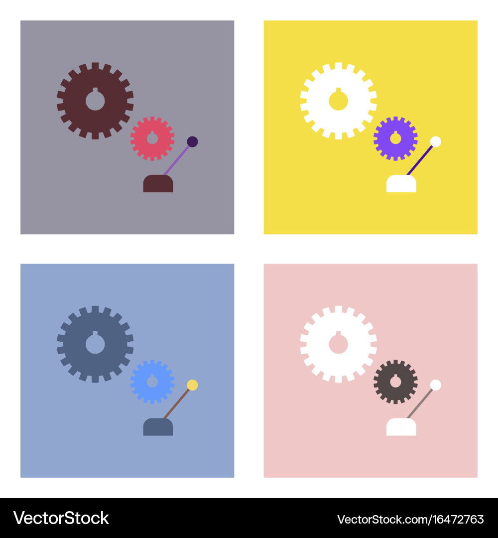 Flat icon design collection gear and transmission Vector Image