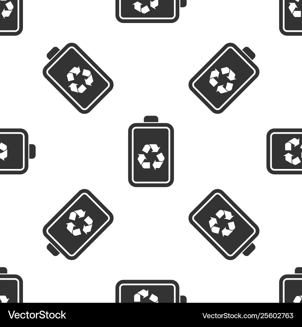 Grey battery with recycle symbol line icon Vector Image